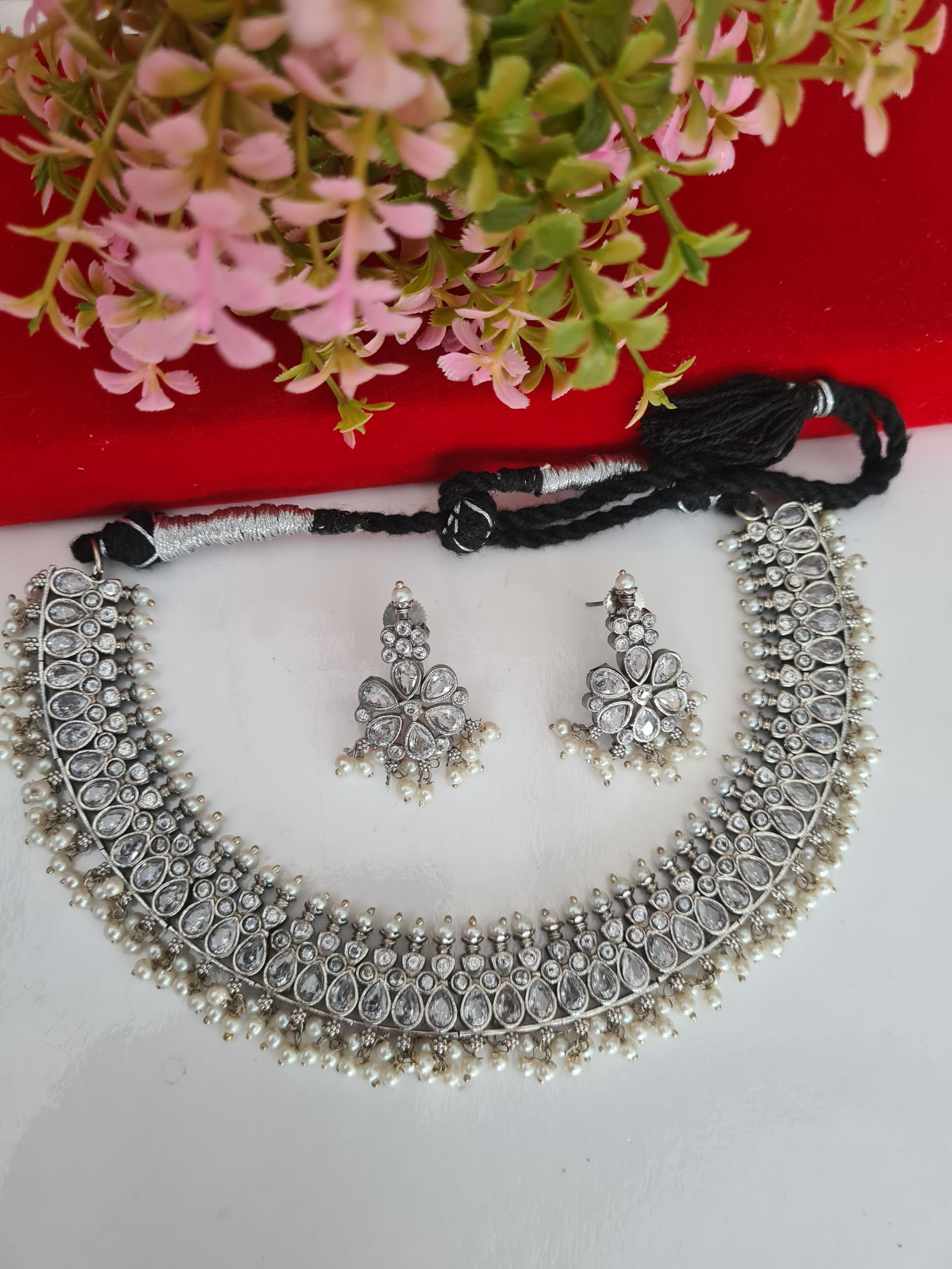 Silver fancy Necklace set-49 – Sarah Collection