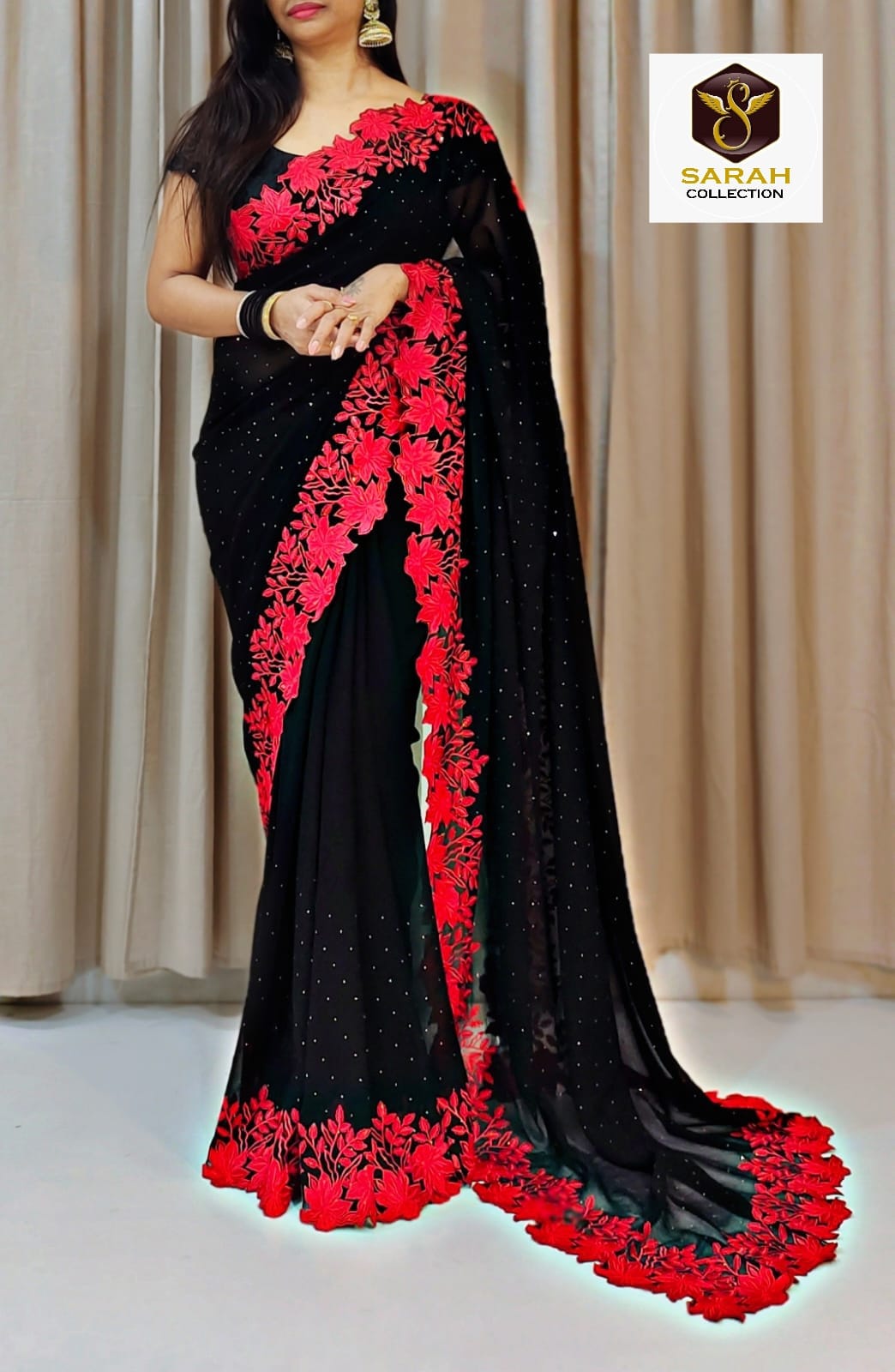 Black georgett party saree-4021 – Sarah Collection