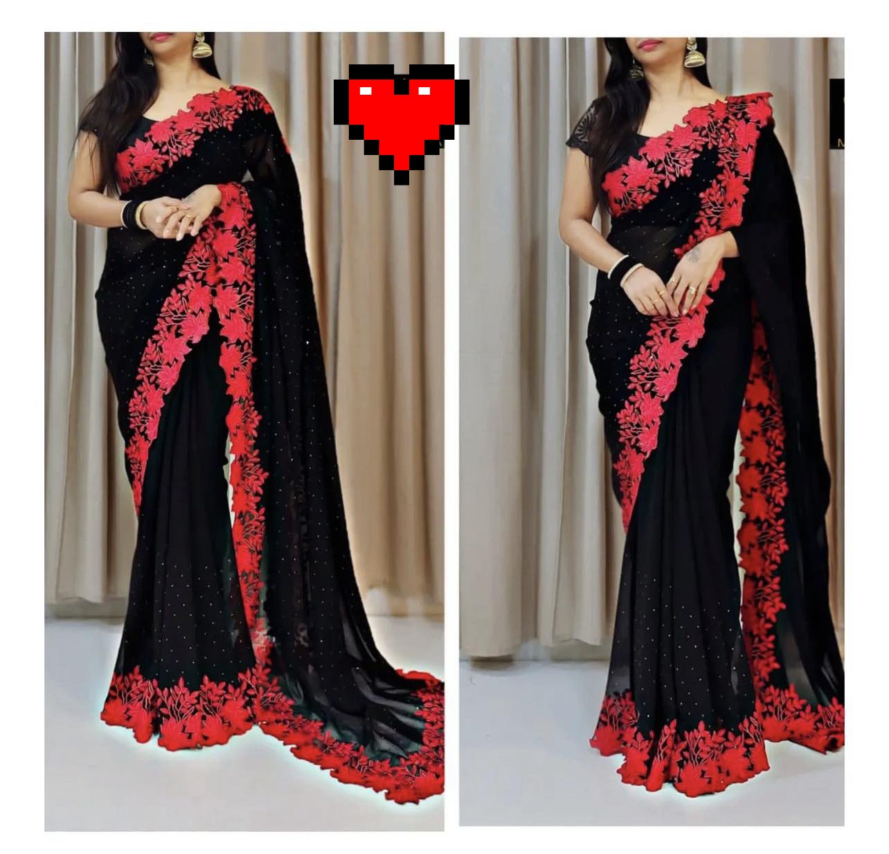 Black georgett party saree-4021 – Sarah Collection