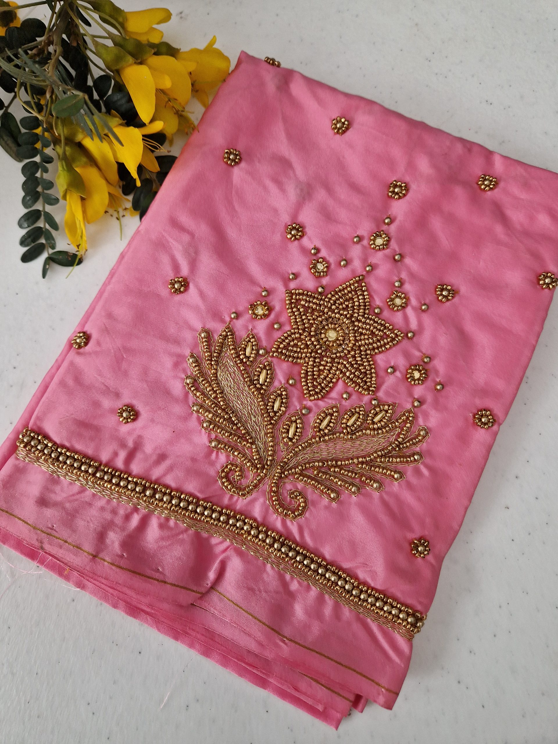 Baby pink ari work material – Sarah Collection